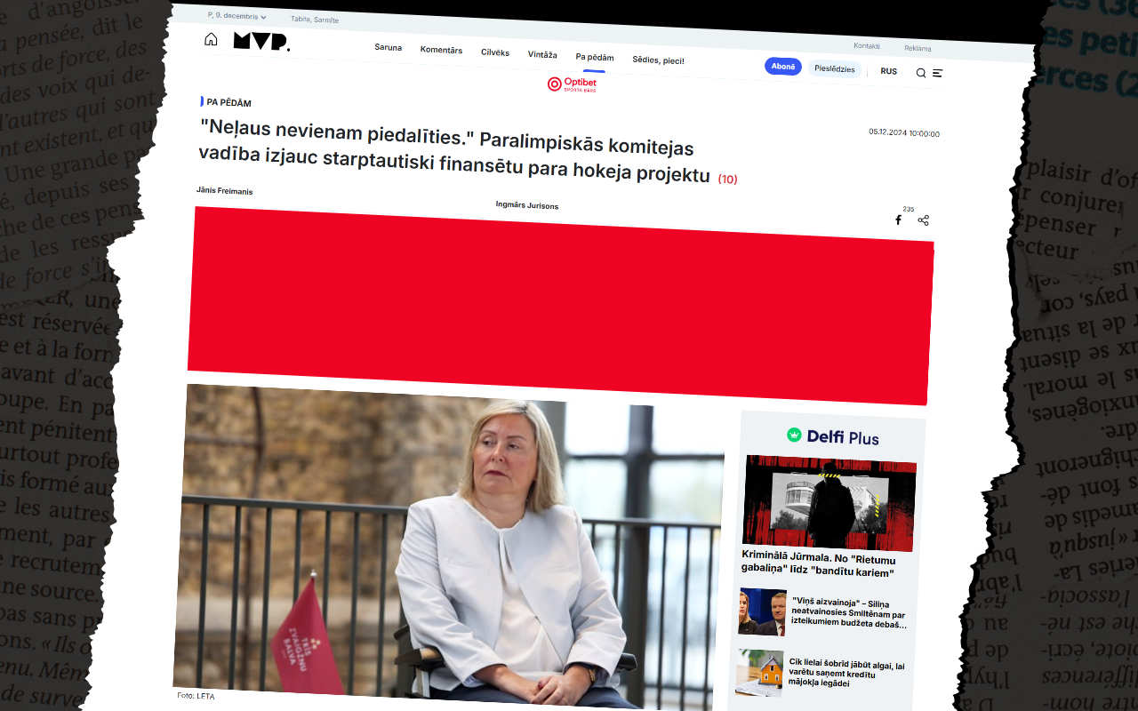 Portāla Delfi.lv publicētais raksts “Neļaus nevienam piedalīties ...